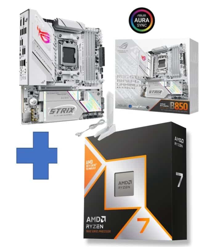 AMD AM5 Ryzen 7 9800X3D CPU+ASUS ROG B850G Wifi7 ATX Mobo 2 in 1 Bundle